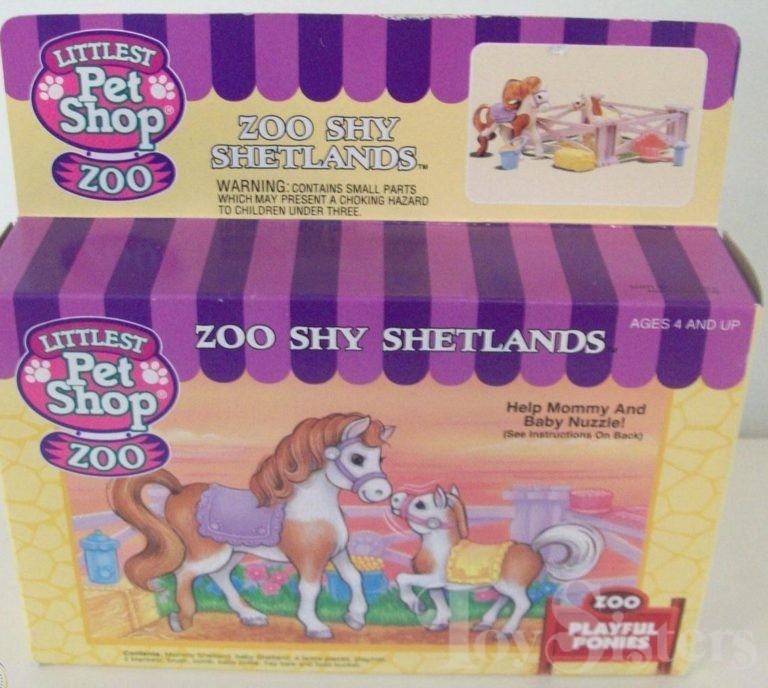 1993 Littlest Pet Shop Zoo Playful Ponies Zoo Shy Shetlands - Toy Sisters