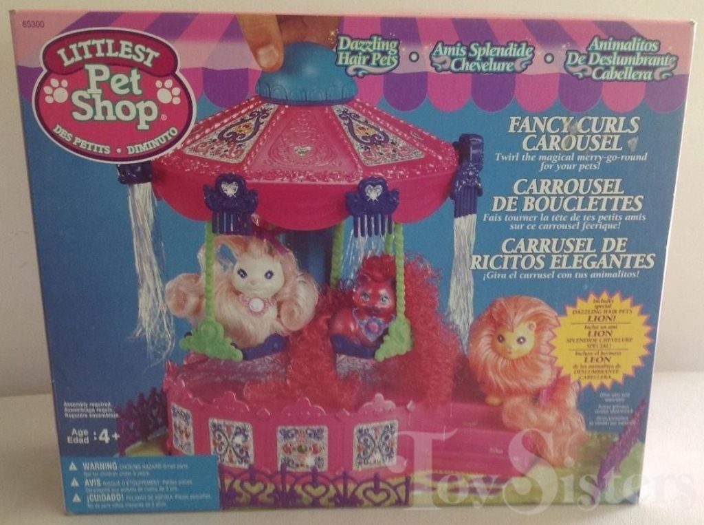 1995 Littlest Pet Shop Dazzling Hair Pets Fancy Curls Carousel Playset ...