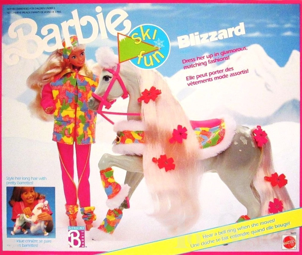 1991 Barbie Ski Fun Horse Snowdance / Blizzard (#9403 / #2118) - Toy ...